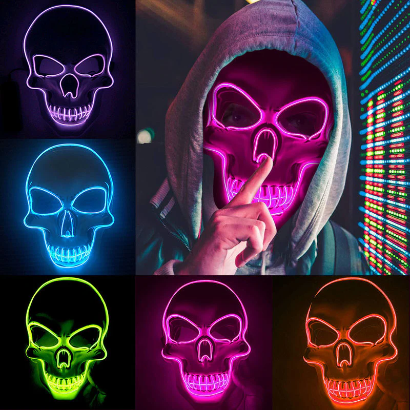 Halloween Skeleton Mask LED Glow Scary Mask – Zoolase