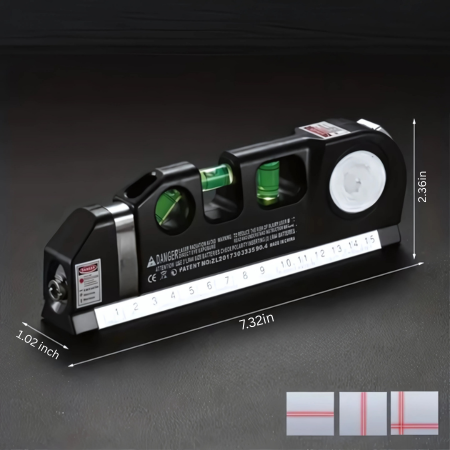 Multipurpose Laser Level Tool with Cross Line Projection and 8-Foot Ta ...