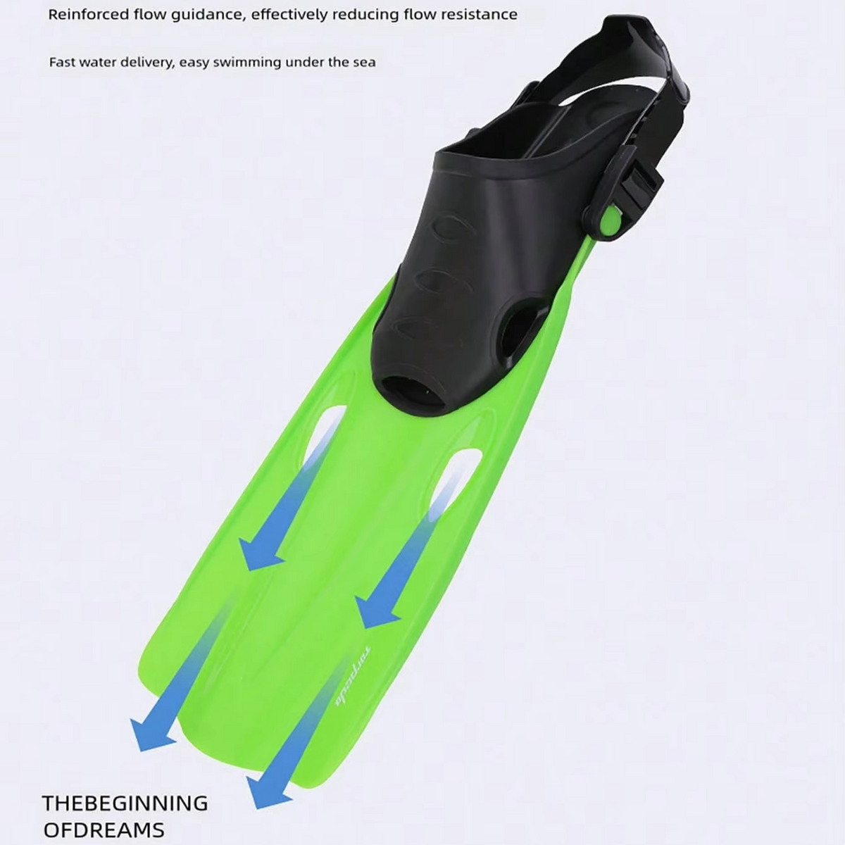 Adjustable Open Heel Snorkeling Fins, Compact Travel Swim Flippers for ...