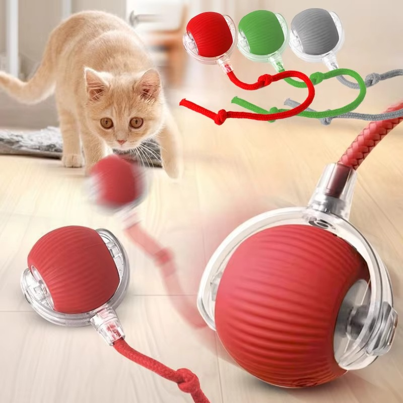 Interactive Cat Ball Toy with Faux Tail, Automatic Rolling Smart Mouse ...