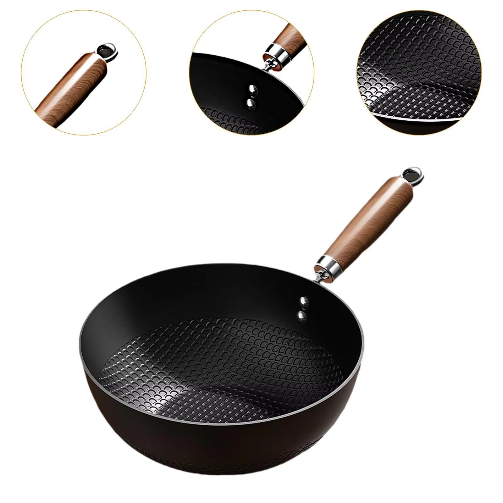 Traditional Flat Bottom Non Stick Iron Work Wok Fry Pan for Everyday C ...