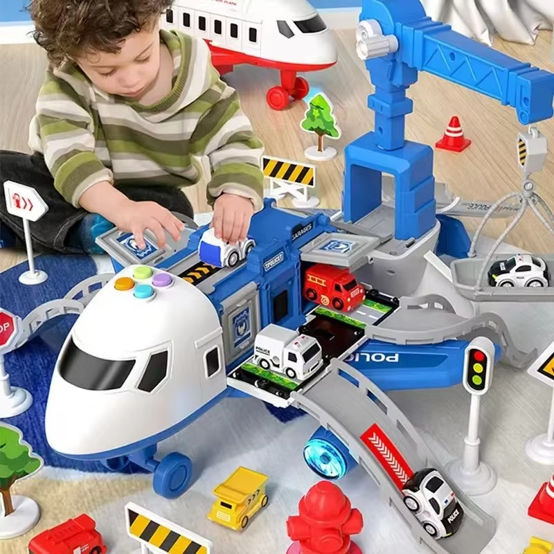 Transformation Aircraft Toy Car with Music and Track Simulation for Ki ...