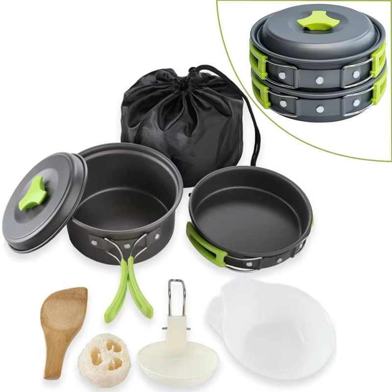 Portable Camping Cookware Set with Foldable Tableware and Storage Bag ...