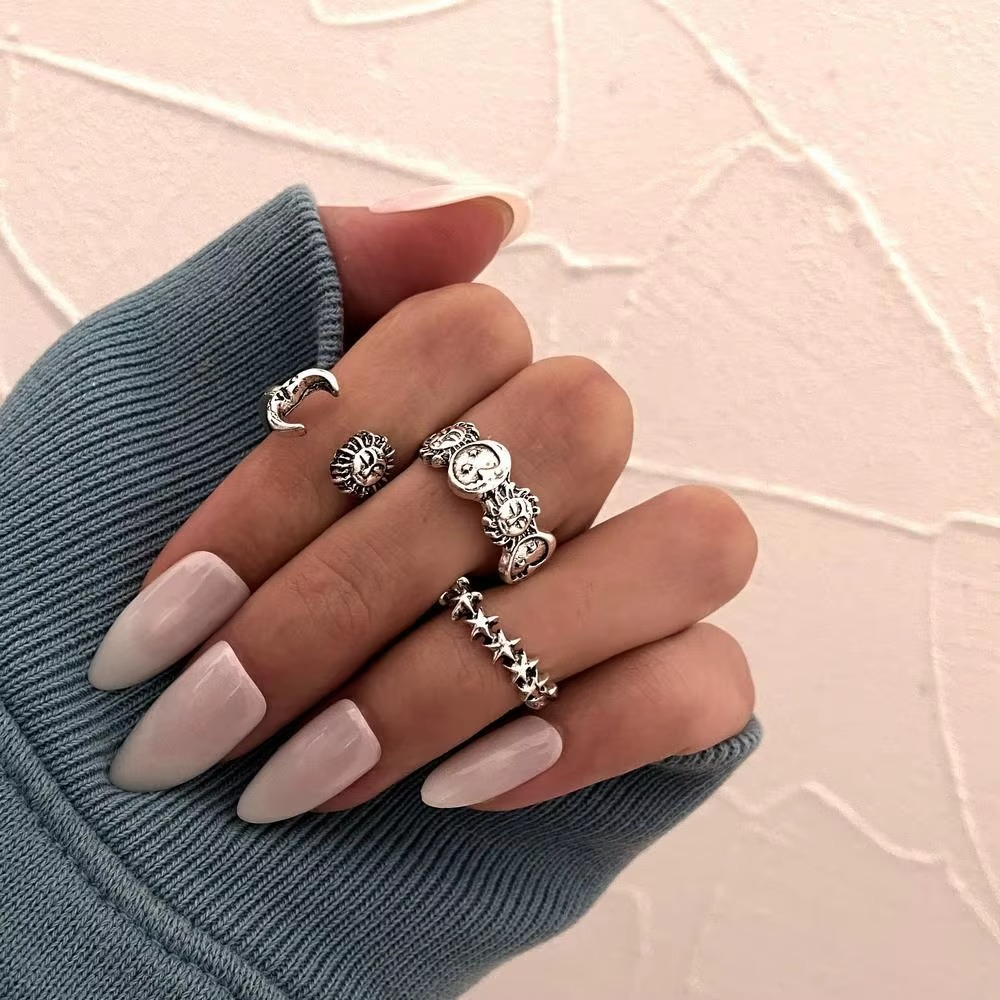 Star and Moon Three Piece Vintage Open Ring Set for Women – Zoolase