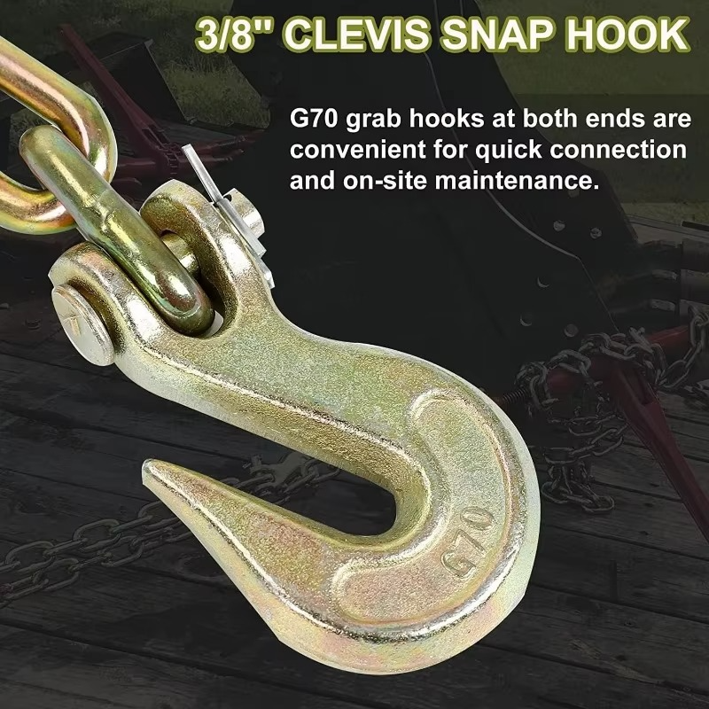 4 Pcs. Welded Steel Tow Chain Binder Tie Down – Heavy-Duty Grade 70 Tr – Zoolase