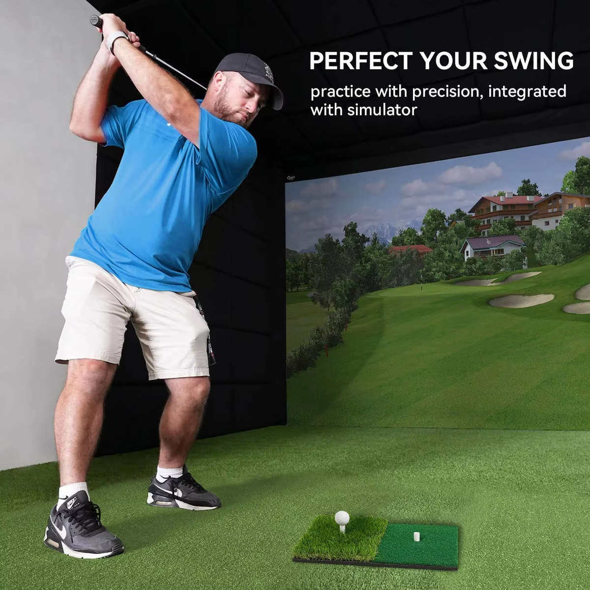 Portable Golf Hitting Mat with Tee Hole for Backyard, Garage, and Indo ...