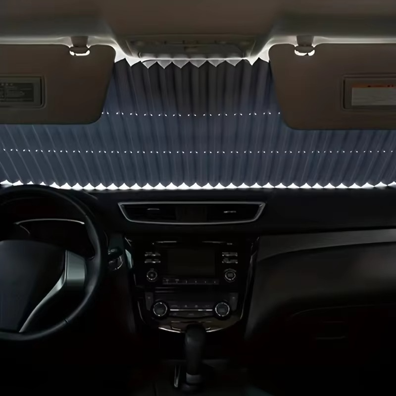 Retractable Car Windshield Sunshade Curtain Set – UV Reflective Front ...