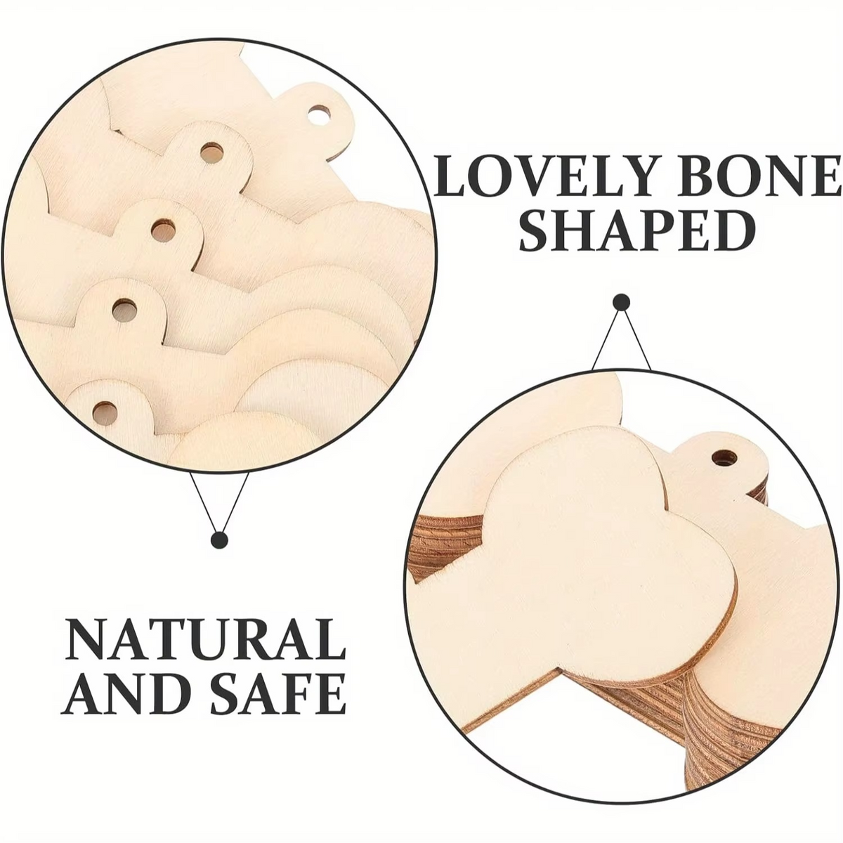 DIY Wooden Dog Bone Tags – 10, 20, or 30 Pack with Natural Finish and ...