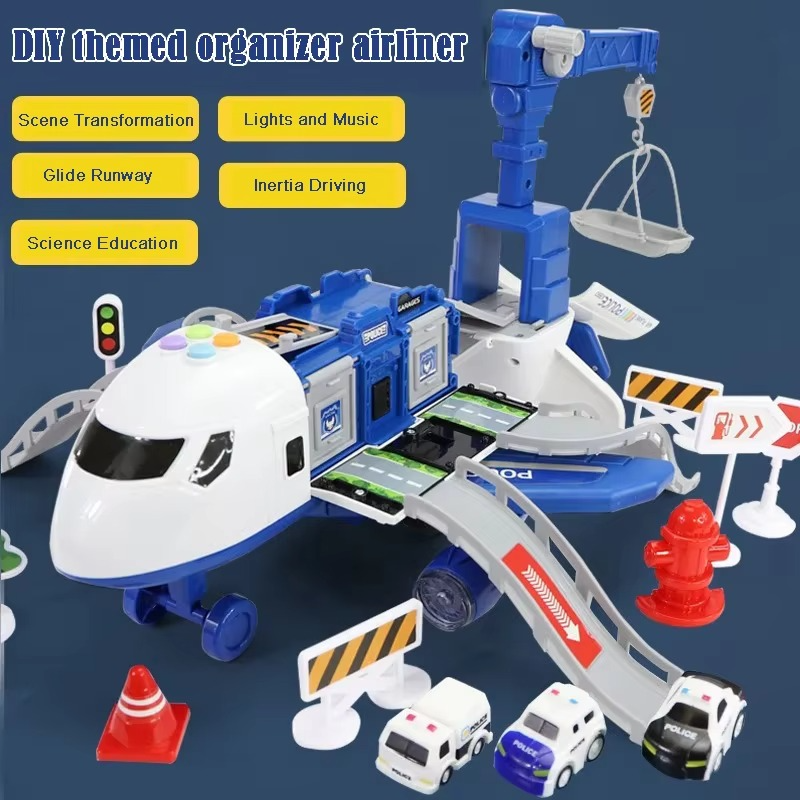 Transformation Aircraft Toy Car with Music and Track Simulation for Ki ...