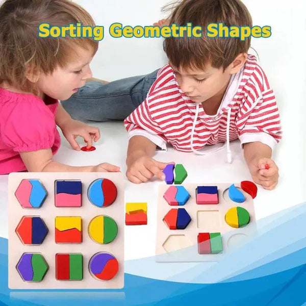 Montessori Wooden Shape Sorting Puzzle for Toddlers, Learning Colors a ...