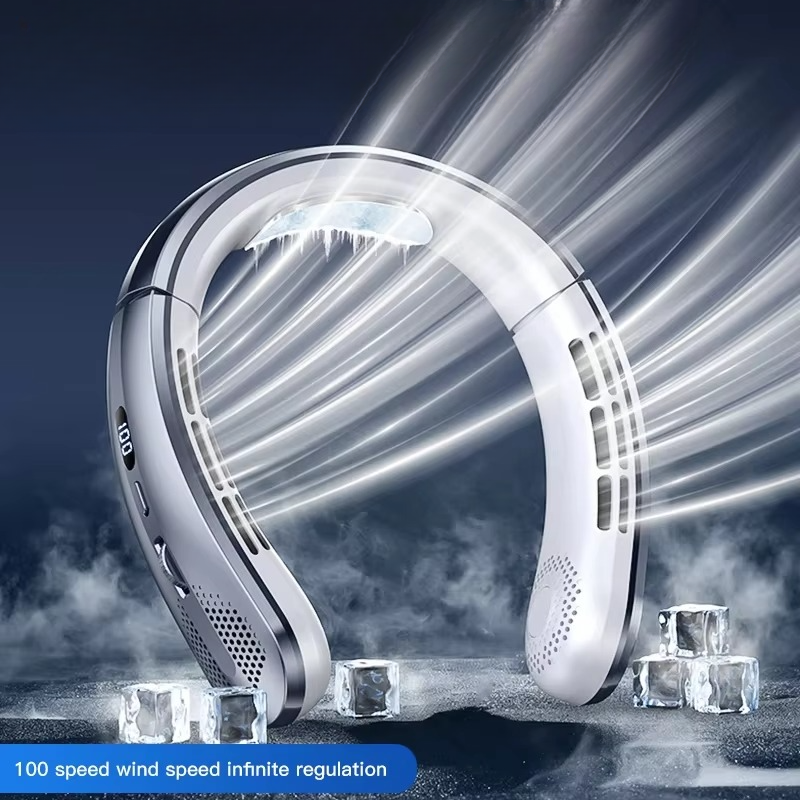 Portable Neck Air Conditioner Cooling Fan Rechargeable Leafless Person ...